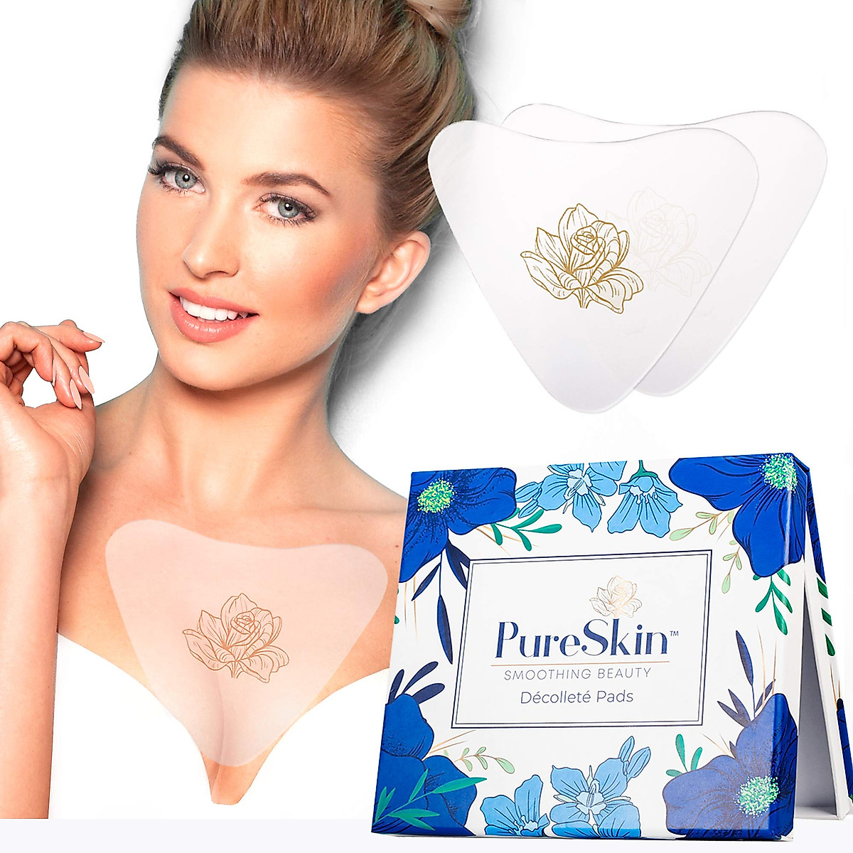 PureSkin Chest Wrinkle Pads-4 PACK -Decollete Anti Wrinkle Chest Pads | Silicone Patches for Wrinkles | Chest Wrinkles from Side Sleeping | Chest Wrinkles | Silicone Chest Pads