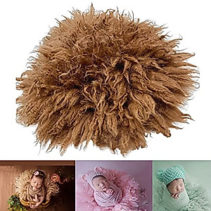 YEPTAME Newborn Photography Props Wool Mats Baby Photography Basket Filler Infant Posing Props Sofa Flokati Blanket for Newborn Bed Chair 100% Genuine Wool