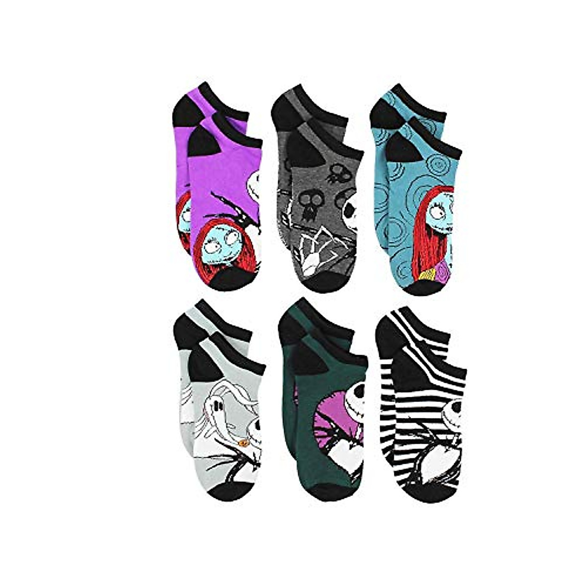 Disney The Nightmare Before Christmas Womens 6 pack Socks (9-11 Womens (Shoe: 4-10), Purple)
