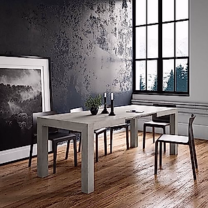 Mobili Fiver, Iacopo Extendable Dining Table, Concrete Grey, Made in Italy