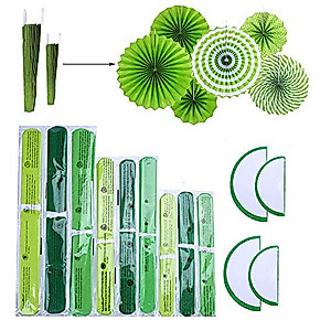 Luckystar St Patricks Day Party Decorations Green Party Decorations Kit Green Paper Fans Decoration Set (Grass Green)