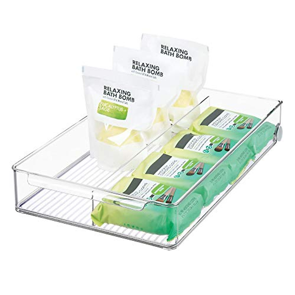 iDesign Linus BPA-Free Plastic Divided Rolling Organizer Bin with Handle, 16.65" x 10.16" x 2.75"