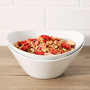 Buyajuju Porcelain Salad Bowls, 38 Ounce pasta bowls set of 4, 8 inch White serving bowls for cereal, soup, ramen, snacks, rice, Oven Dishwasher Safe