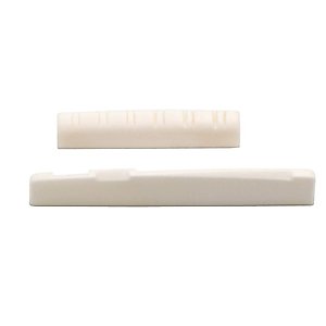 DISENS 12 String Guitar Saddle and Nut Slotted Real Bone Neck Nuts, Acoustic Guitar Bridge Parts Replacement & Accessories
