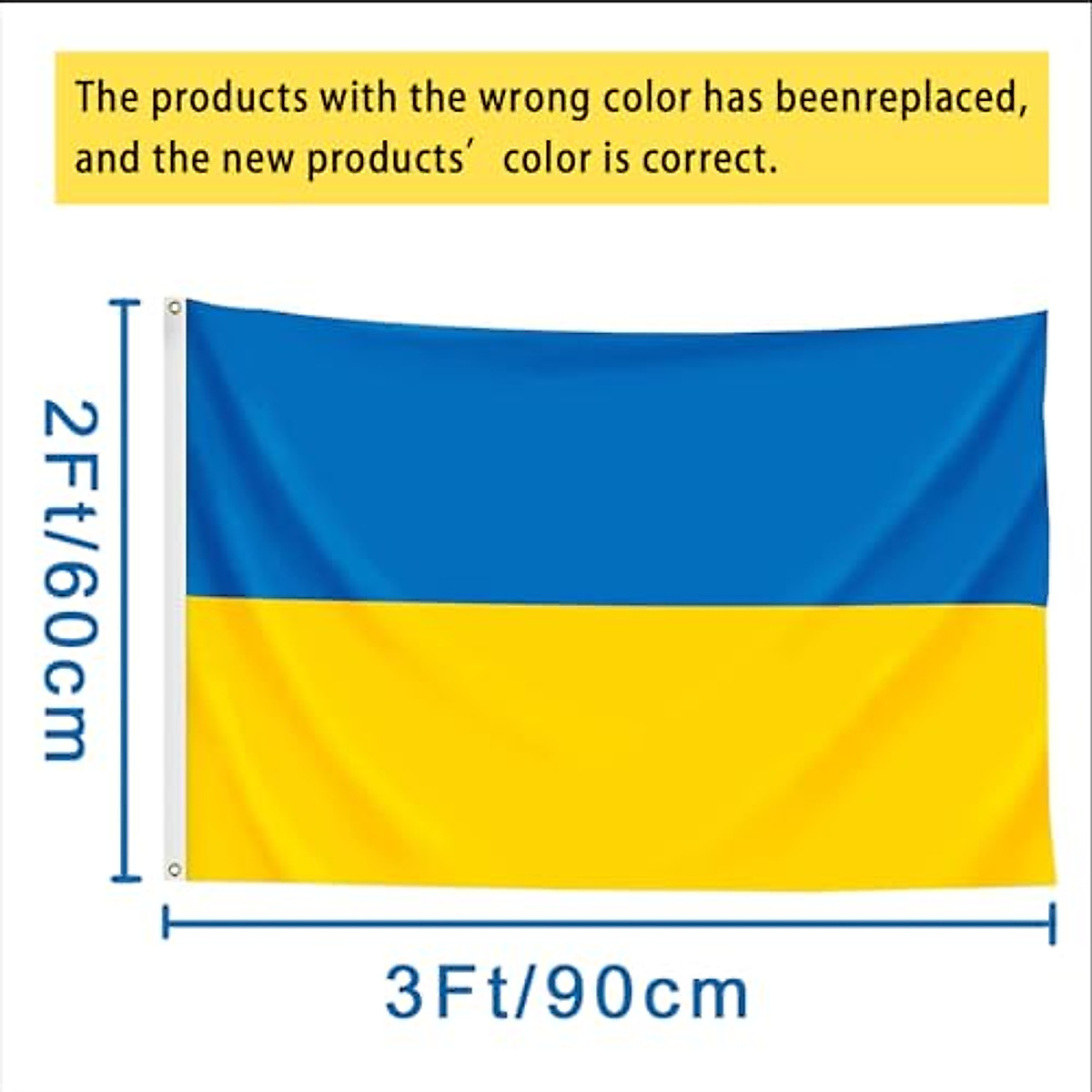Ukraine Flag 2x3ft Double Sided Ukrainian National Flags Banner,Polyester with Two Brass Grommets for Outdoor Indoor Decor