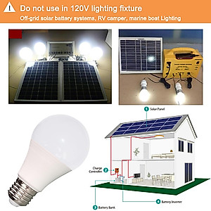 KAKEMONO 12V LED Light Bulb 7W AC/DC10-30V Low Voltage E26 Base 2700K Warm White,60watt A19 Bulbs Equivalent,Landscape RV Camper Marine Boat,12volt Battery Power System Off Grid Solar Lighting,2Pack