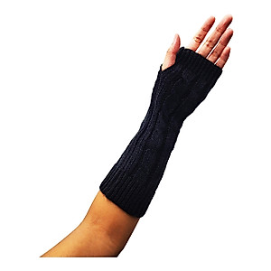 Arm Warmers, 6 Pairs for Women, Cable Knit Warm Winter Sleeve Fingerless Gloves, Premium (Assorted A)