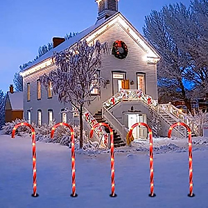 Christmas Candy Cane Lights,Christmas Candy Cane Lights， Christmas Yard Decorations， Outdoor Warm LED Home Garden Ground Plug Crutch New Year Christmas Decor