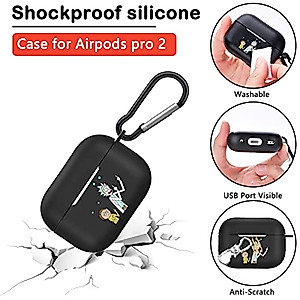 Cute AirPods Pro 2 Cases with Keychain, Soft Funny Cartoon Protective TPU Cover Compatible with AirPods Pro 2nd Generation 2022 Case