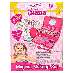 Love, Diana Magical Make-Up Set by Horizon Group USA, Play Dress Up Makeup, Create DIY Lip Balms, Includes Over 20 Cosmetic Accessories, 250+ Stickers, Reusable Makeup Case & More, Multi