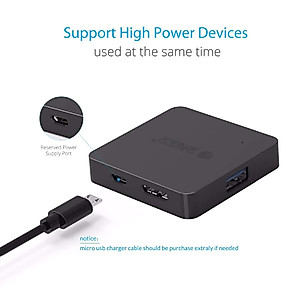 SHYPT Super Speed 4 Port USB HUB 3.0 Portable OTG HUB USB Splitter with Micro B Power Port for MacBook Laptop PC Tablet
