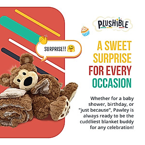PLUSHIBLE Pawley Blankie Bestie, 2-in-1 Stuffed Animal Bear & Blanket, Soft Sensory Plush Toy Gift for Girls, Boys, Babies, Toddlers & Kids - Toddler Stuffed Animal with Blanket - Boys & Girls Toys
