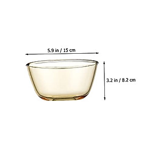 Asakkura 1pc Amber Salad Bowl Glass Fruit Bowl Glass Cereal Bowls Dessert Cups Glass Transparent Salad Bowl Glass Serving Bowl Deep Serving Bowl Microwave Bowl Multipurpose Glassware Khaki