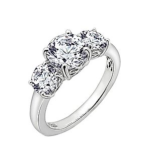 Amazon Essentials Platinum-Plated Sterling Silver Round 3-Stone Ring made with Infinite Elements Cubic Zirconia (3 cttw), Size 8 (previously Amazon Collection)