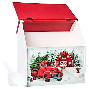 The Lakeside Collection Sidewalk Salt Box with Scoop - Red Truck