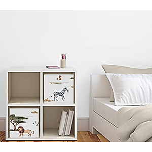 Sweet Jojo Designs Jungle Animals Foldable Fabric Storage Cube Bins Boxes Organizer Toys Kids Baby Set of 2 Dark Hunter Green Yellow Grey Black White Wildlife Safari Elephant Giraffe Monkey Leopard