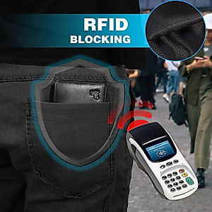 CALFART RFID Slim Front Pocket Wallets For Men - Genuine Leather Credit Card Mens Bifold Wallet With 2 ID Windows Zipper Coin Stylish Passcase