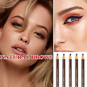 5P Waterproof Eyebrow Pencil,Pull Cord Peel-off Brow Pencil Microblading Eyebrow Pen Supplies Set Brow Pen Eyebrow Tattoo Makeup for Marking,Filling and Outlining,with Eyebrow Trimming Tool(Dark Brown)