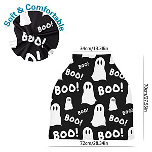 Halloween Ghosts Boo Baby Car Seat Covers Holiday Spooky Carseat Canopy Soft Infant Stroller Cover Nursing Breastfeeding Covers for Girls Boys Newborn Fit Summer Spring Autumn