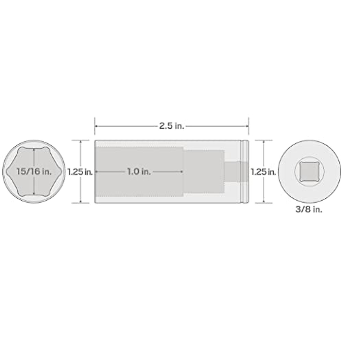 TEKTON 3/8 Inch Drive x 15/16 Inch Deep 6-Point Socket | SHD13024