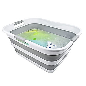 Collpasible Laundry Basket (42L Collapsible Laundry Basket (White/Grey))