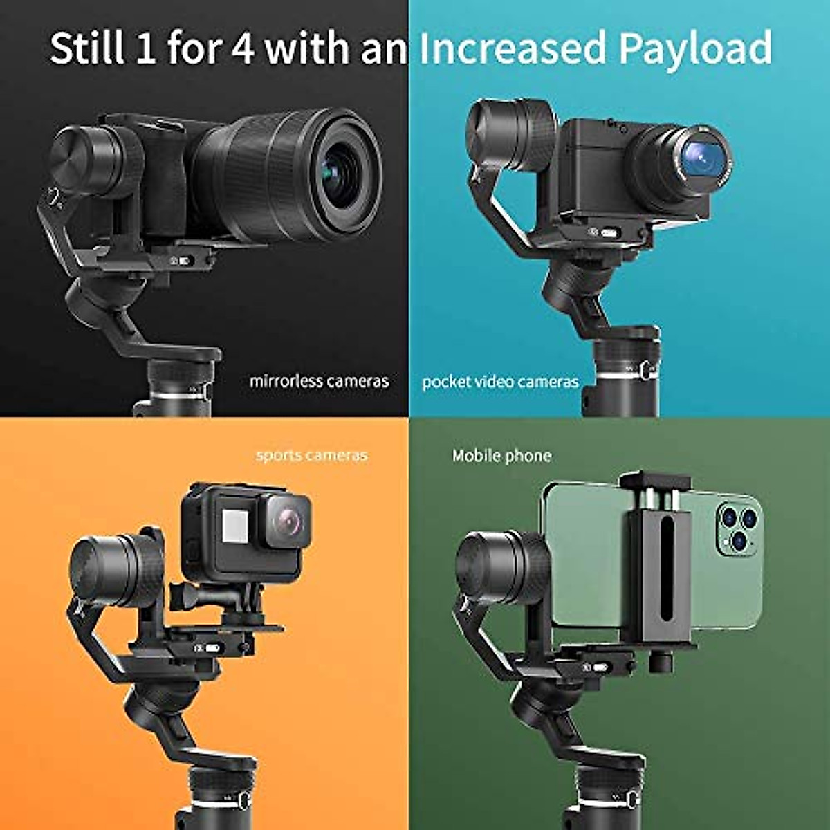 FeiyuTech G6 Max [Official] 3-Axis Camera Gimbal Stabilizer for Small Mirrorless/Pocket/Action Camera/Smartphone,fits Canon 200D M50 Sony ZV1 a6500 Panasonic GH4 GoPro 8 7 iPhone 14 13 ProMax XR XS