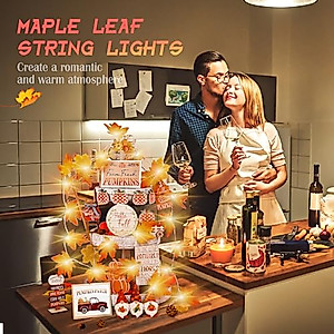 Harvest Fall Tiered Tray Decor with Lights - 19 Pcs Set Includes Gnome Signs, Leaves Garland, Pumpkin for Home Table