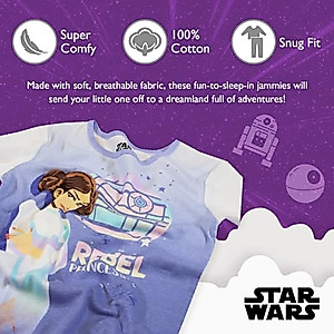 STAR WARS Girls' Princess Leia 2-Piece Snug-fit Cotton Pajamas Set, REBEL PRINCESS, 2T