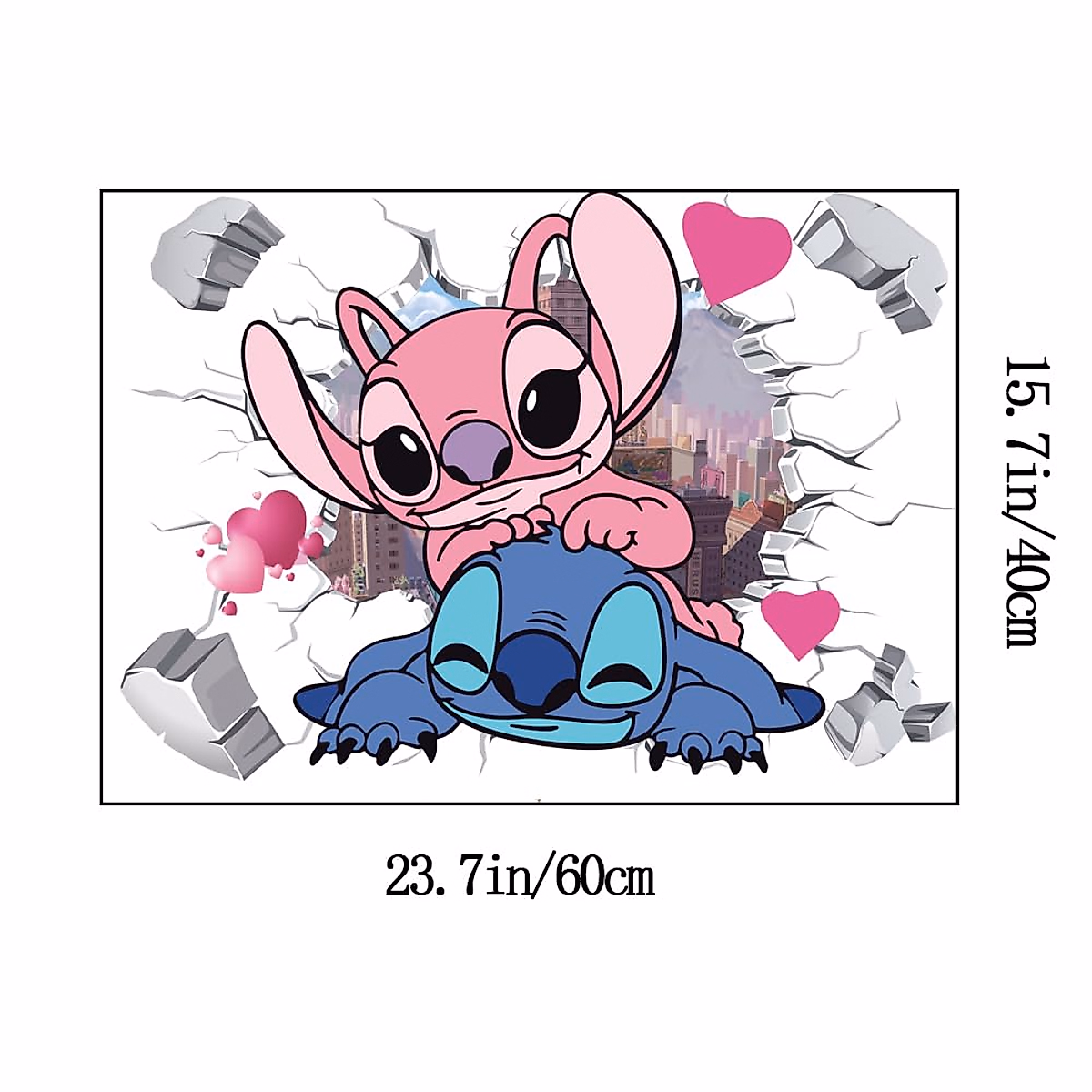 GXFCDYJ 3D Hole Wall Decals Cartoon Kids Wall Stickers Living Room Birthday Baby Room Background Decoration(15.7 in x 23.6 in)