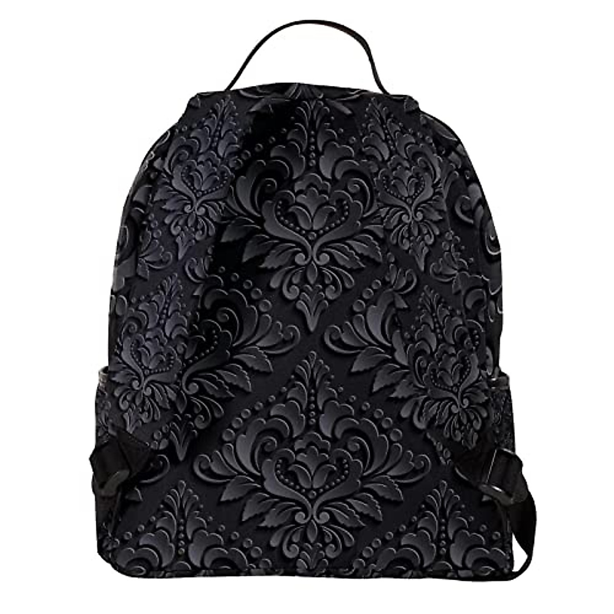 Dark Damask Pattern Elegant Luxury Geometric Texture Casual Mini Backpack PU Leather Travel Shopping Bags Daypacks