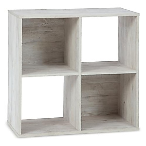 Signature Design by Ashley Paxberry Coastal 4 Cube Storage Organizer or Bookcase, Whitewash