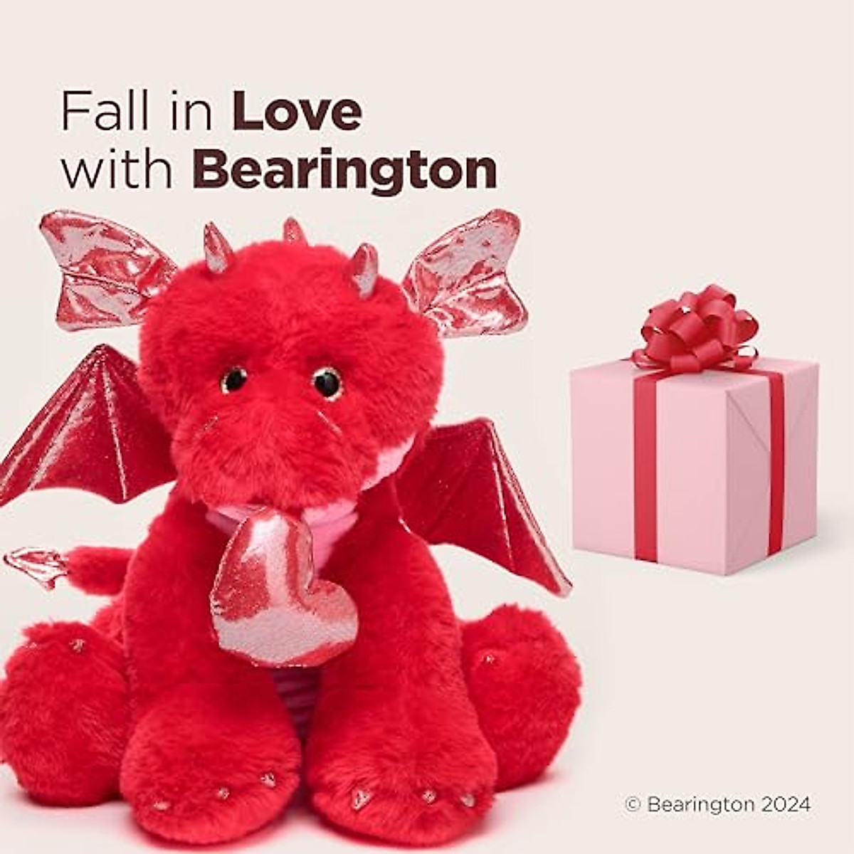 Bearington Collection Red Dragon Plush Toys Dragon Stuffed Animal 11 in Ideal for Valentine's Day Plushies