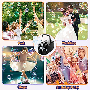 Bubble Machine, Automatic 18000+ Per Minute Big Bubbles Blower Maker for Kids Toddlers with 2 Speeds,6 Wands,Operated by Plugin or Batteries for Outdoor/Indoor Birthday Parties,Wedding (Black)