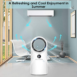 Evaporative Air Cooler 3 in 1, LifePlus Portable Bladeless Conditoner Fan with Wheel, Cooling & Humidification Function, Water Swamp Cooler with 1.32 Gallon Water Tank, 12H Timer and Remote Control