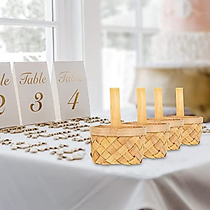 YARNOW Small Woven Basket with Handle, 4pcs Wicker Basket with Handles, 2.5 x 1.7 x 1.5 inch, Simple Handwoven Baskets, Small Wicker Basket with Handle