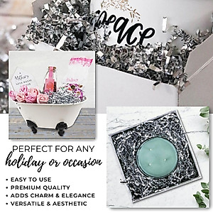 MagicWater Supply Crinkle Cut Paper Shred Filler (1 LB) for Gift Wrapping & Basket Filling - Silver Metallic