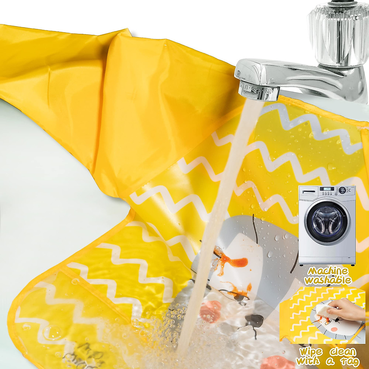 R HORSE 5Pcs Long Sleeved Bib for Babies Toddlers Waterproof Sleeved Bib with Crumb Capacity Pocket Cartoon Baby Bib Infants Feeding Bibs with Lion Seal Fox Pattern for Baby Shower Age 6-36 months