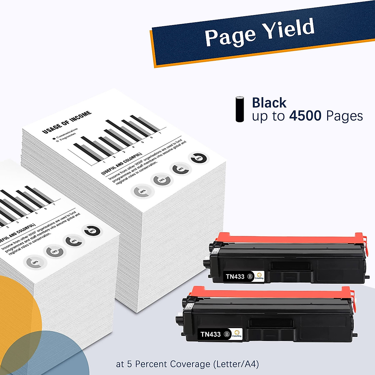 Colorking Compatible Toner Cartridge Replacement for Brother TN433 TN433BK TN-433 TN431 TN436 Black Toner for Brother HL-L8360CDW HL-L8360 MFC-L8900CDW HL-L8260CDW MFC-L8610CDW Printer(2 Pack)