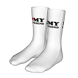 I Love My Hot Boyfriend 1 Socks Funny Socks Casual Crew Socks Compression Running Sock Moisture Wicking Novelty Christmas Gifts