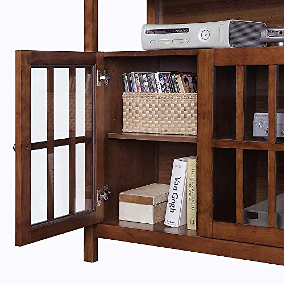 Convenience Concepts Big Sur Deluxe TV Stand with Storage Cabinets and Shelf for TVs up to 55 Inches, Dark Walnut