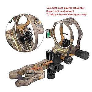 Quality 5 Pin Archery Compound Bow Sight Set with Light for Shooting Practicing Hunting Archery Accessory