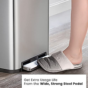 Home Zone Living 18.5 Gallon Kitchen Trash Can, Tall Stainless Steel Liner-Free Body, 70 Liter Capacity, Silver, Virtuoso Series