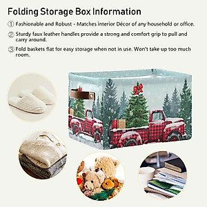 senya Christmas Storage Basket, Christmas Tree Truck Foldable Fabric Collapsible Storage Bins Organizer Bag for Storage Clothes