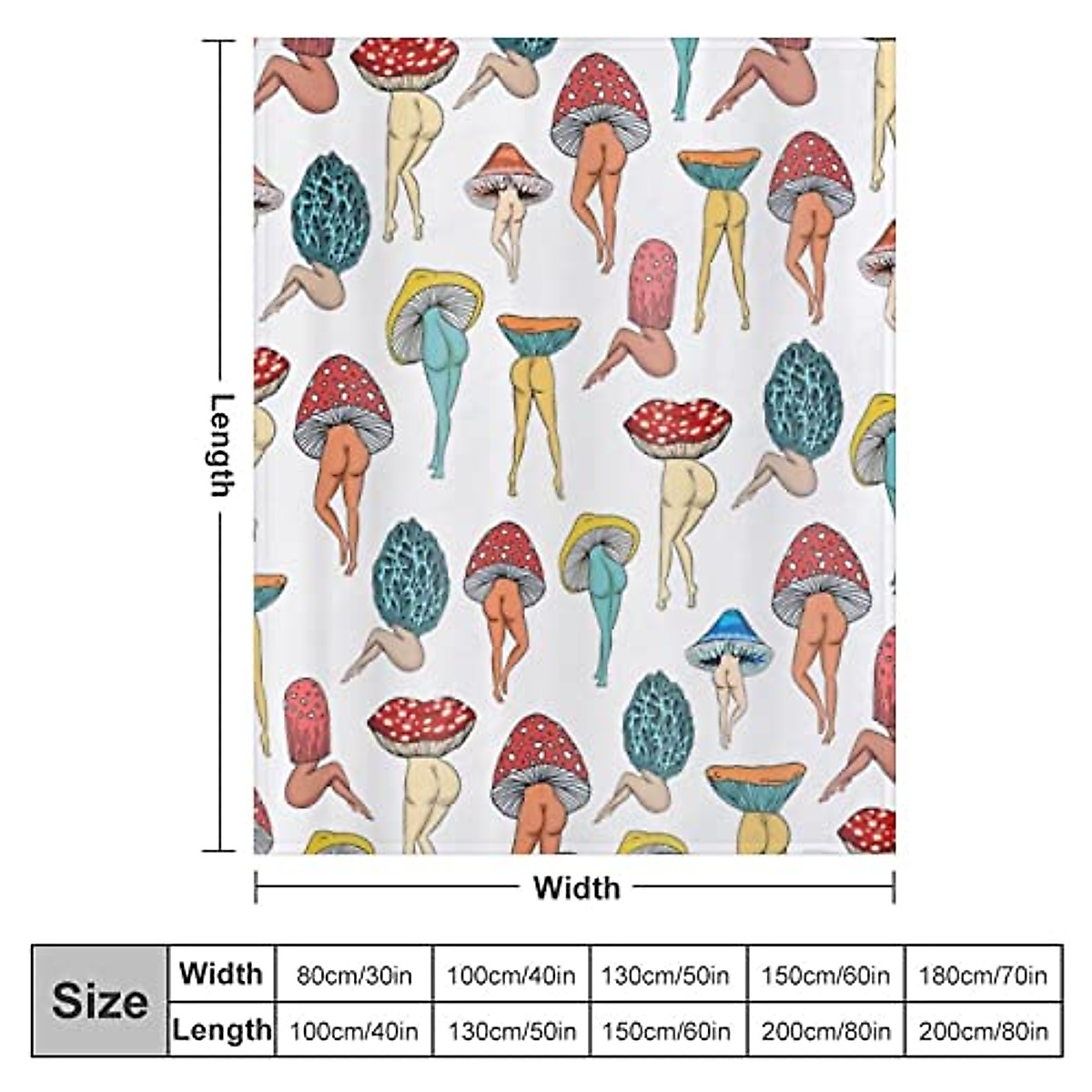 Mushroom Butt Flannel Fleece Blanket Ultra-Soft Cozy Plush Blanket Air Conditioning Blanket Throw Blanket Microfiber Blankets for Bed Couch Chair Car Living Room 40''×50''