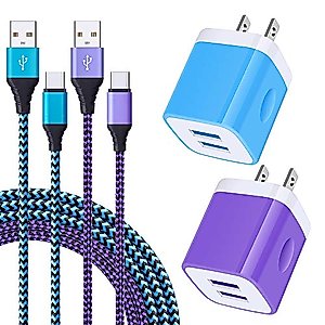 USB Type C Charger with Plug Dual Port Wall Charger Phone Charging Block with 2Pack 6Ft Fast Charging Type C Cable for Samsung Galaxy S23 S22 S21 S20 A14 A13 A53 5G,Google Pixel 7 Pro 6a 6 5a,LG,Moto
