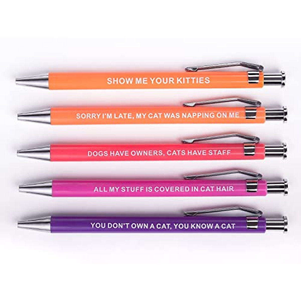 MilkToast Brands Funny Cat People Pens, A snarky gag gift for pet owners or coworkers, Black pens, CP101