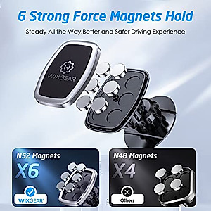 WixGear Universal Stick On Swivel Mount (2 Pack) Dashboard Magnetic Phone Holder for Car, Phone Mount for Car for Cell Phones and Mini Tablets with Fast Swift-snap (New Upgraded Mount)