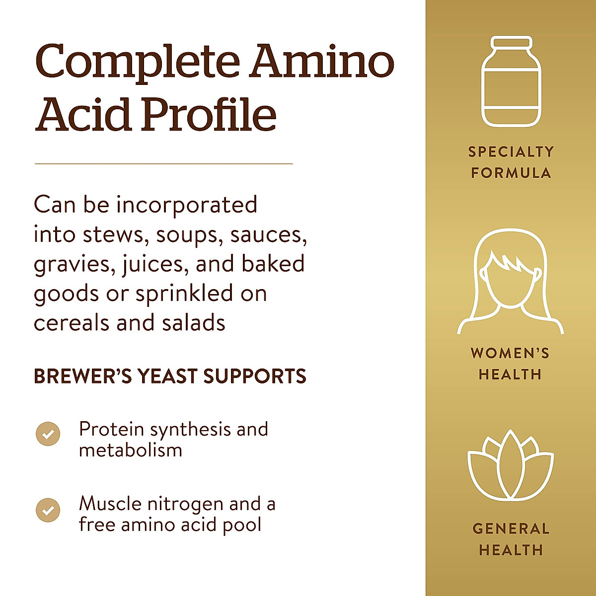 Solgar Brewer's Yeast Powder, 14 oz - Rich Source of Amino Acids, B-Complex Vitamins, Minerals, & Protein - Natural, Unflavored, Unsweetened - Dairy Free, Vegetarian - 13 Servings (Packaging may vary)