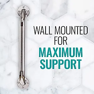 DMI Textured Grab Bars, Shower Toilet Tub Rail for Handicap & Elderly, Perfect for Bathroom Safety, Rust-Resistant Steel, Silver, Chrome, 24", FSA & HSA Eligible