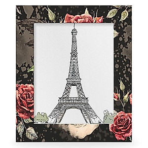 POFATO Skull Red Rose11x14 Picture Frame Wood Photo Frame for Tabletop Display Wall Mount Picture Frame Display 11 x 14 Inch Photo Wall Decor Home Gift Frames
